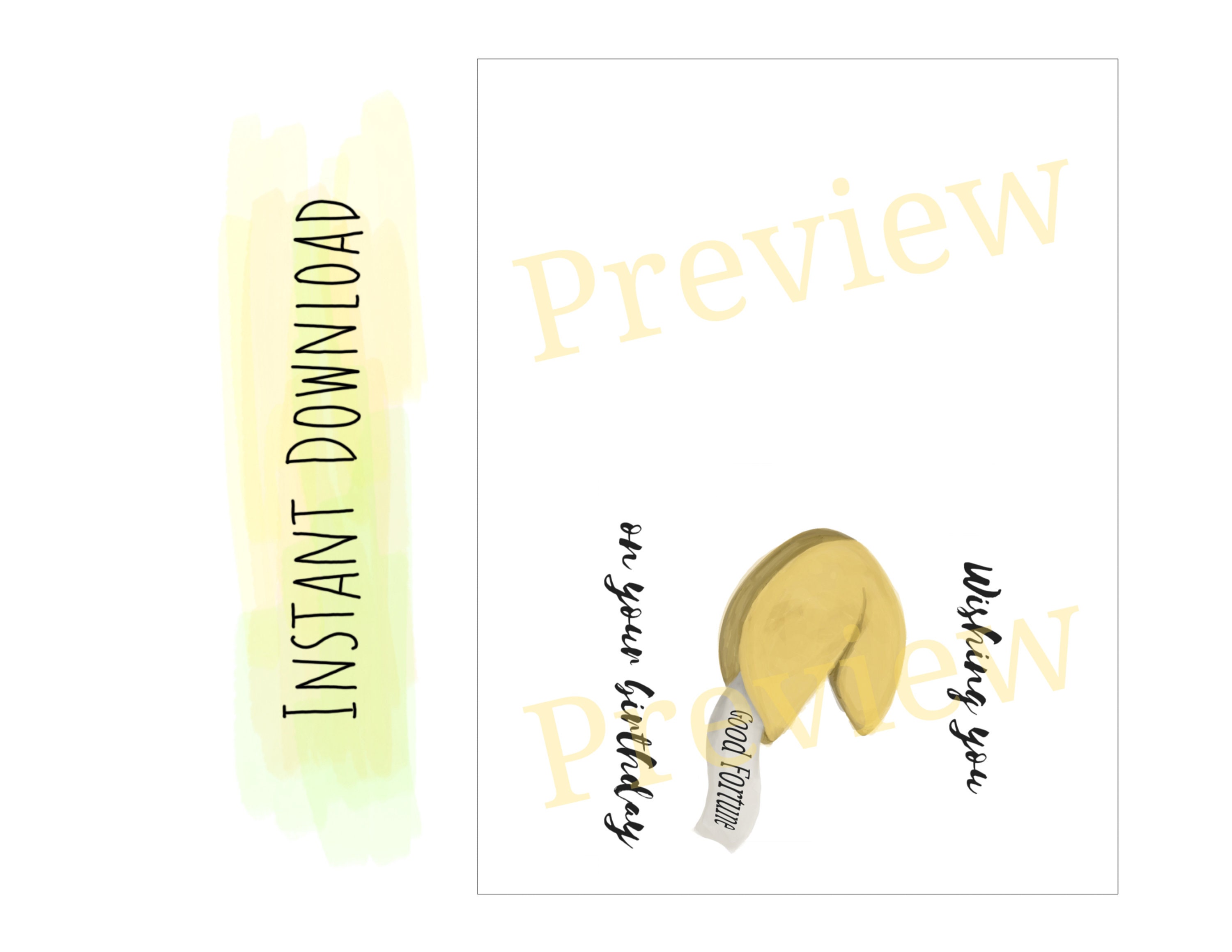 Printable Fortune Cookie Birthday Card / Wishing You Good Fortune ...