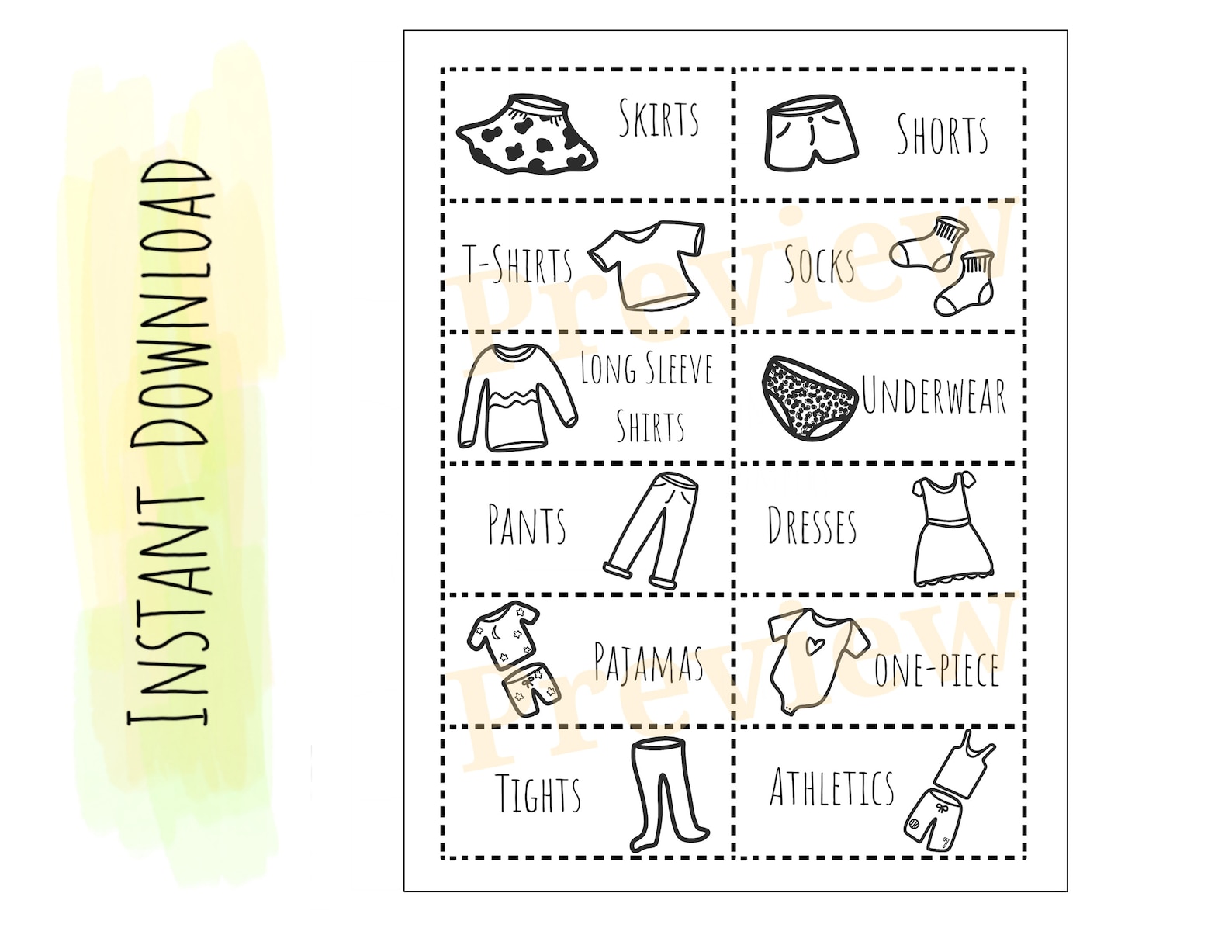 Printable Dresser Labels / Simple Organizing Labels for Clothing / Kids ...