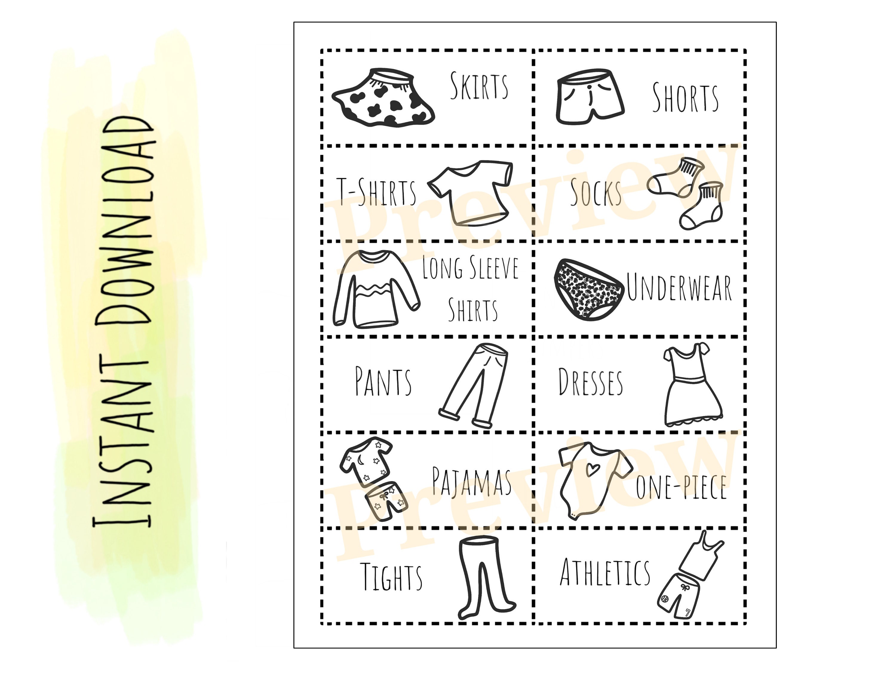 Printable Dresser Labels / Simple Organizing Labels for Clothing / Kids ...