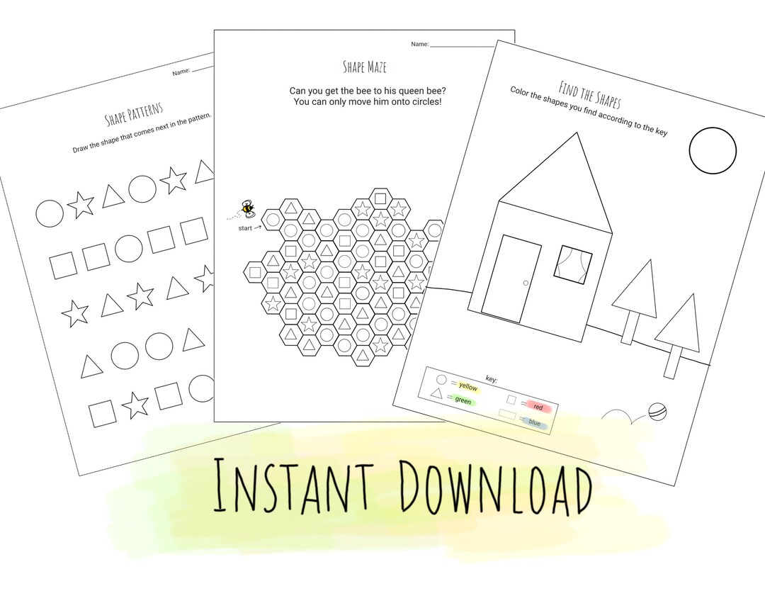 Kids Printable Shape Recognition Worksheets/ Preschoolers Learning ...