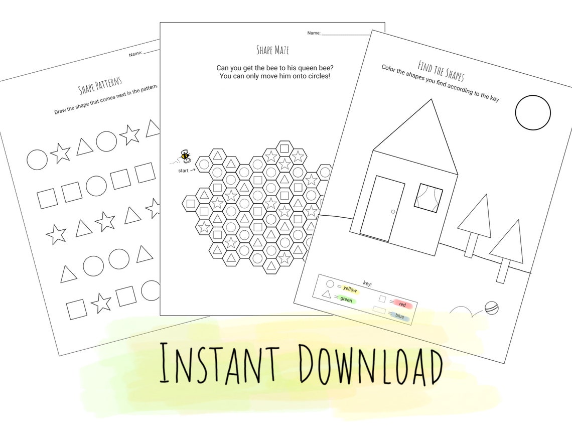Kids Printable Shape Recognition Worksheets/ Preschoolers Learning ...