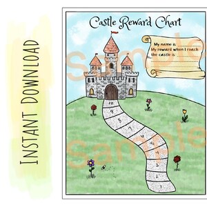 Kids Printable Castle Reward Chart / Full Color / Sticker Prize Chart ...