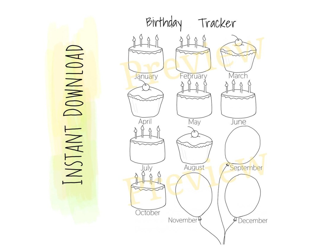 Printable Birthday Tracker / Bullet Journal / Planner - Etsy