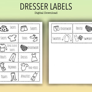 Dresser Decal Labels Clothing Labels Dresser Labels Kids - Etsy