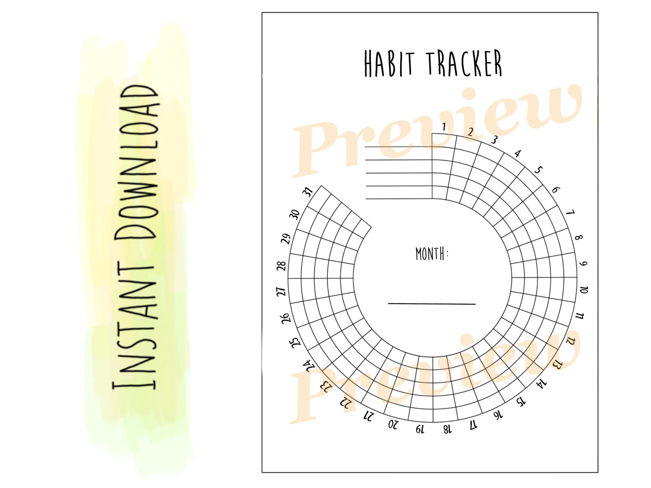 Printable Circle Habit Tracker / Progress Tracker / Bullet Journal ...