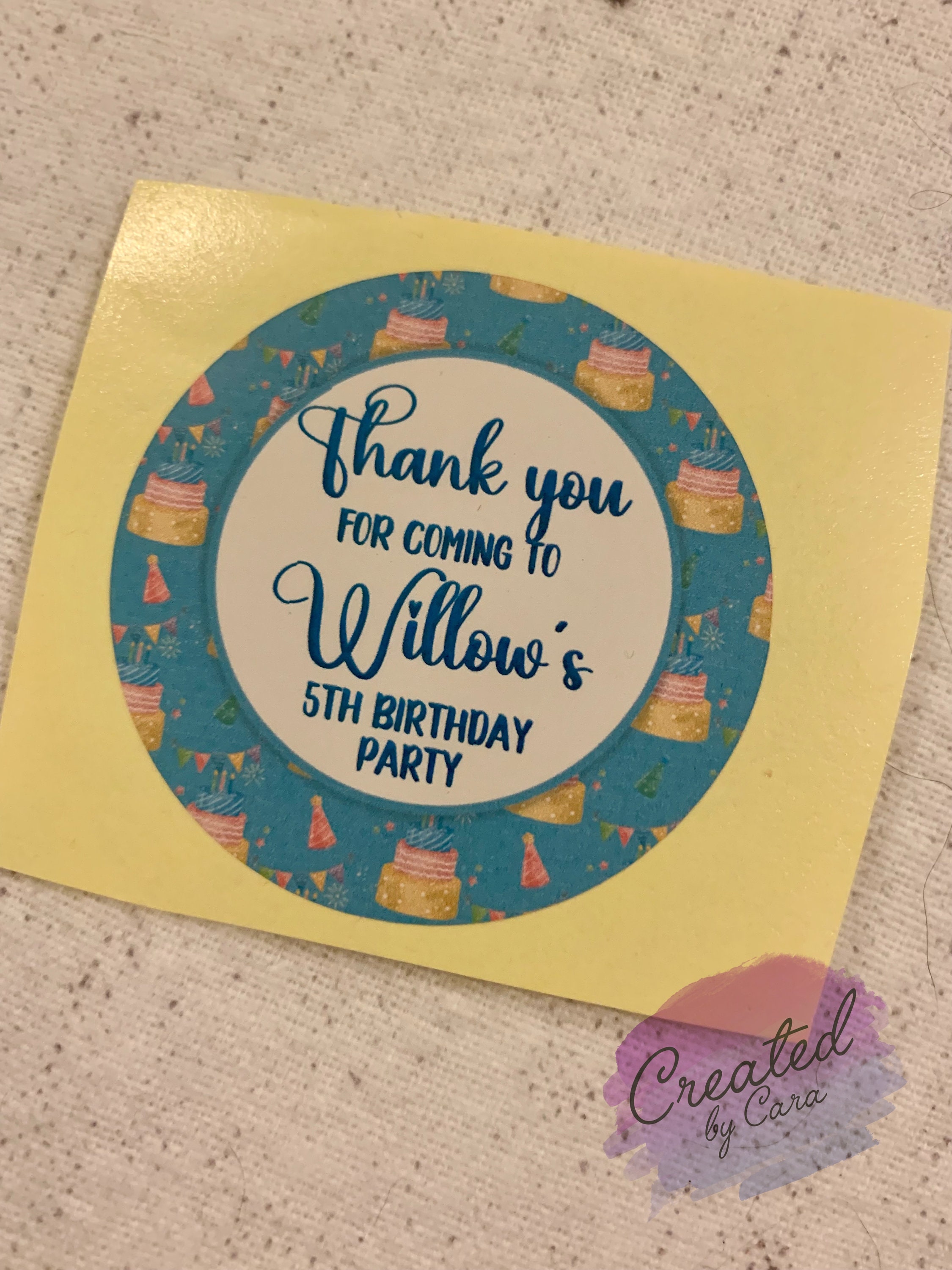 Personalised Birthday Thank You Stickers - Etsy