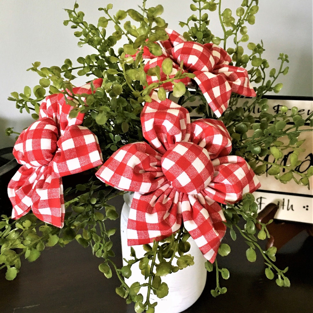 Buffalo Plaid Fabric Flowers: Farmhouse Wreath Attachment, Set of 3 - Etsy