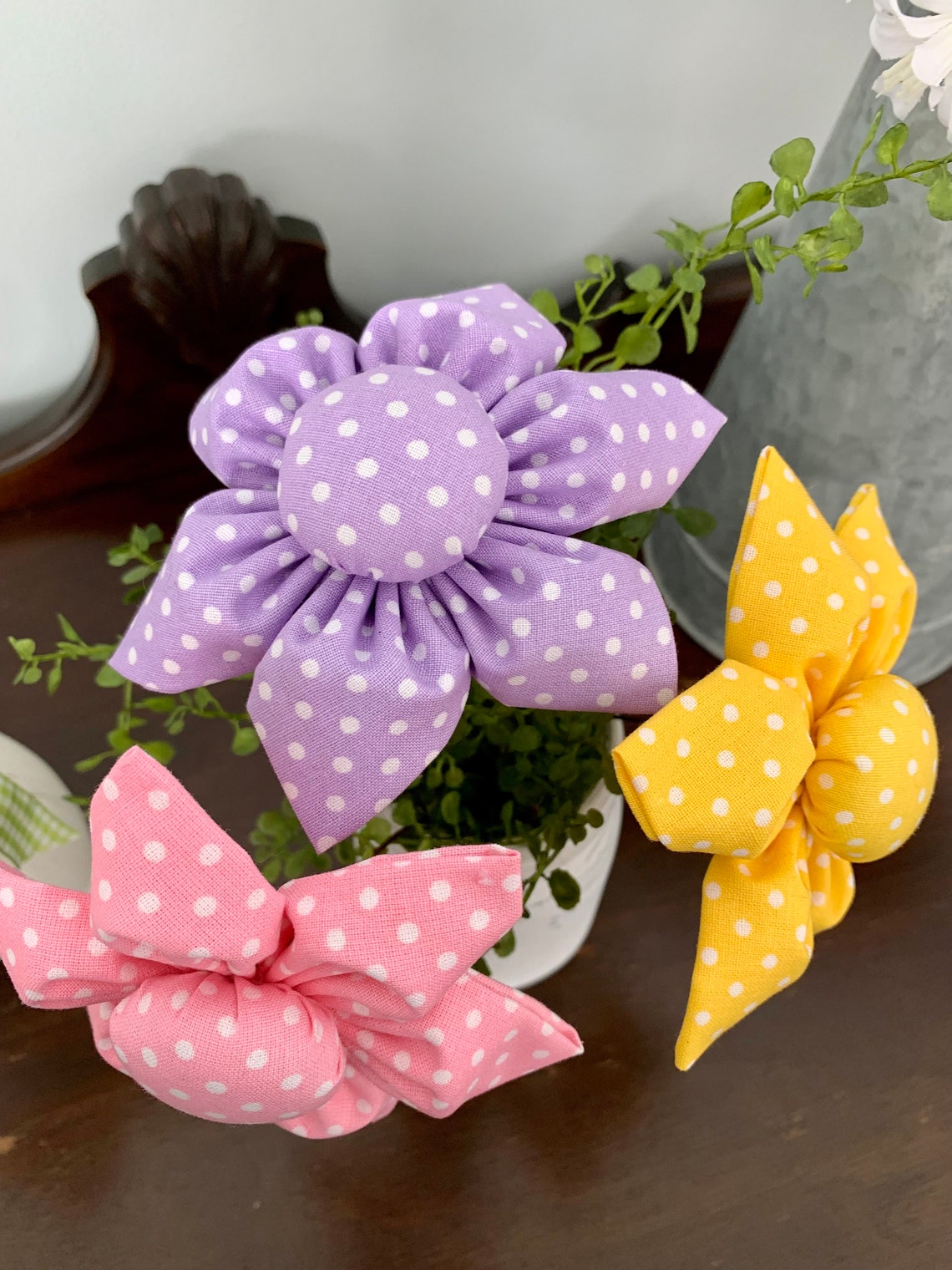 Polka Dot Spring Flowers Pastel Easter Decor Floral Picks - Etsy