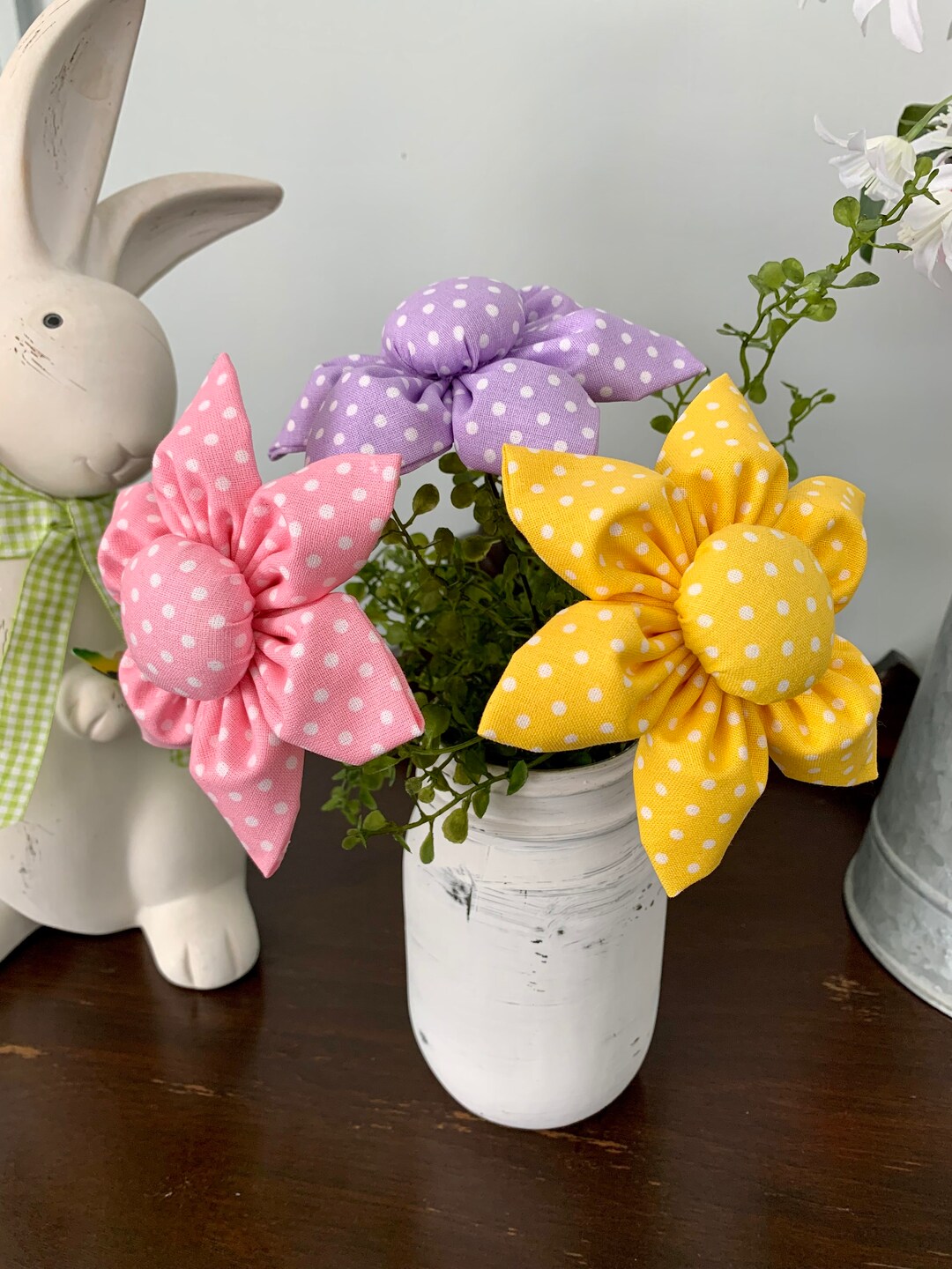Polka Dot Spring Flowers Pastel Easter Decor Floral Picks - Etsy