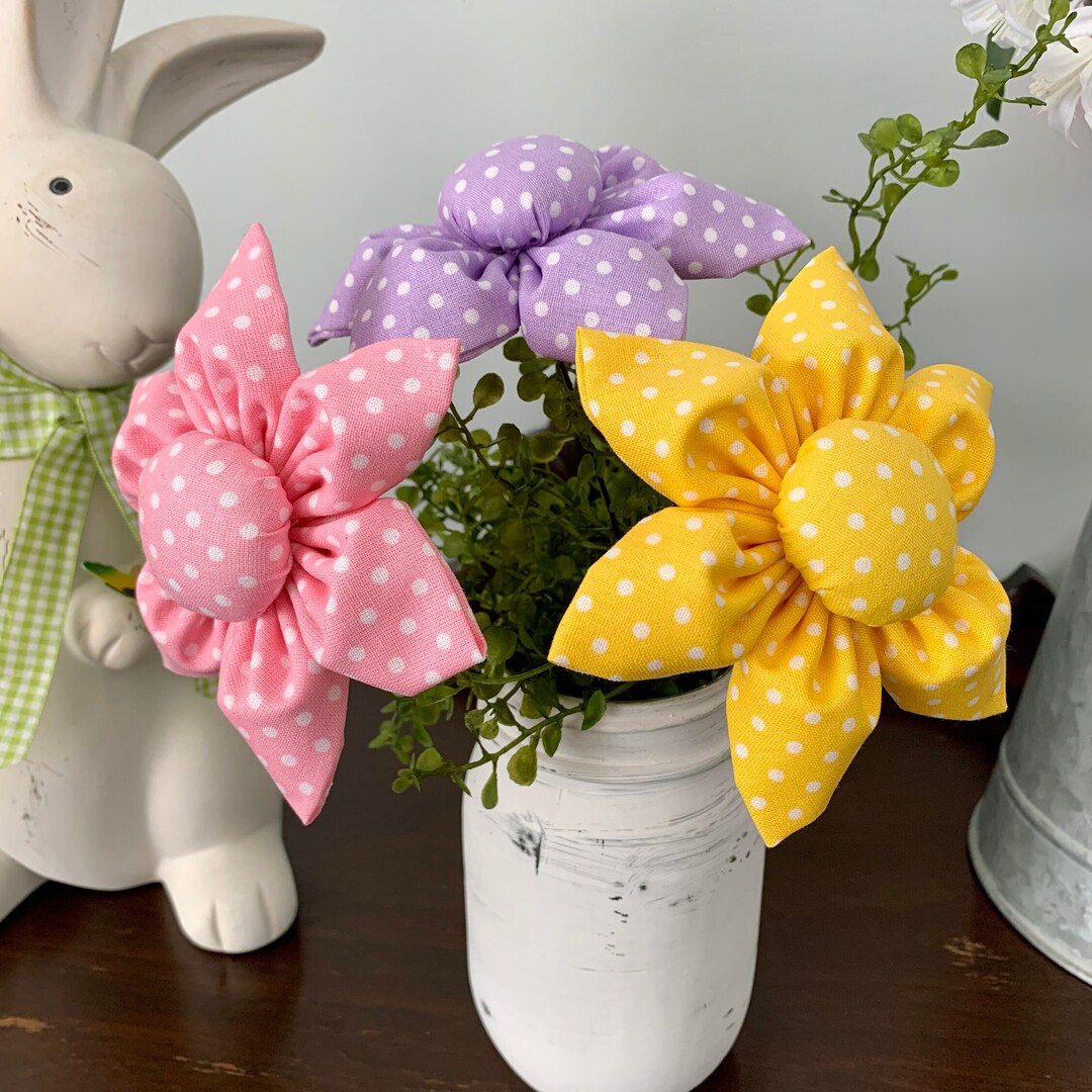 Polka Dot Spring Flowers, Pastel Easter Decor, Floral Picks, Spring ...