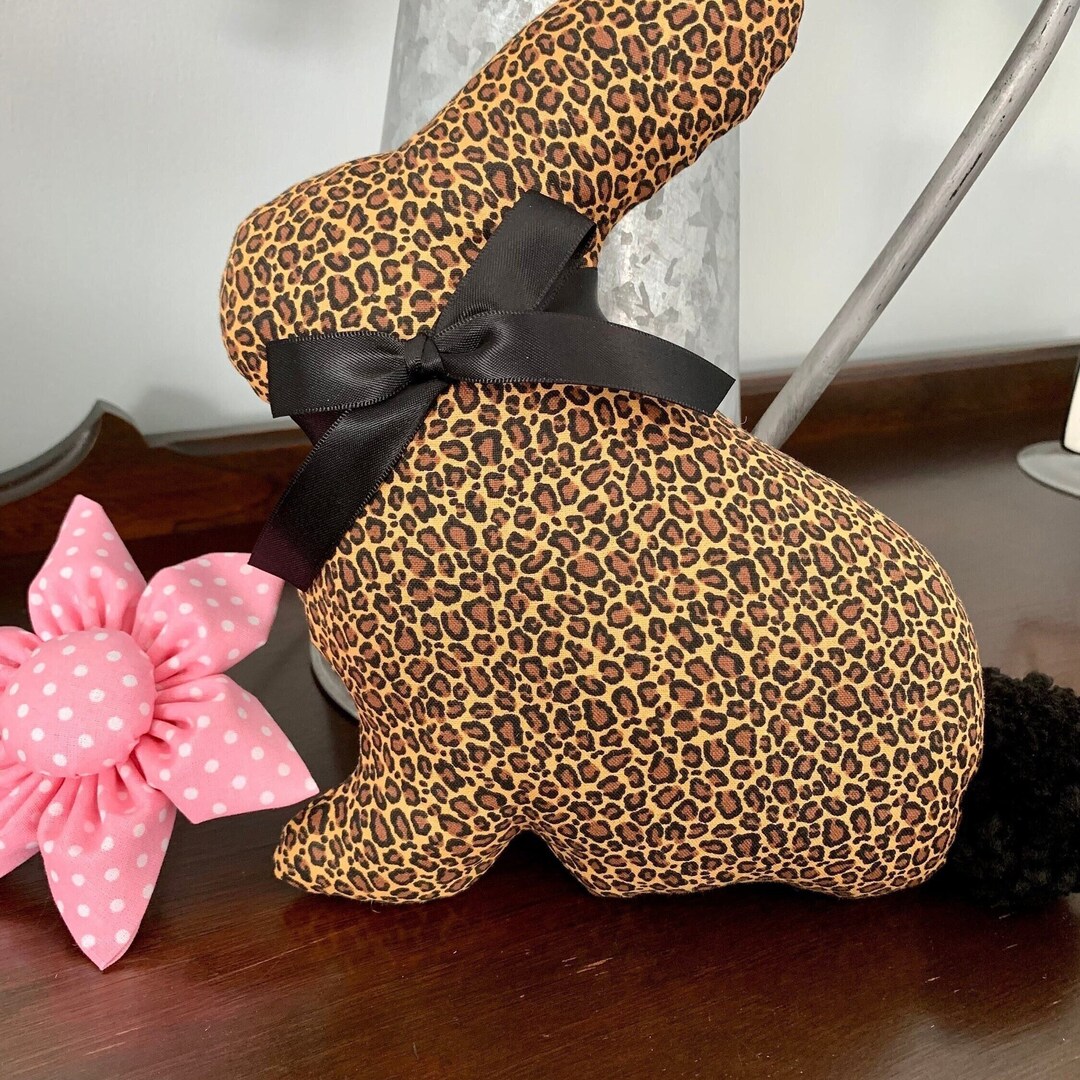 Leopard Print Fabric Easter Bunny, Animal Print Fabric Bunny, Easter ...