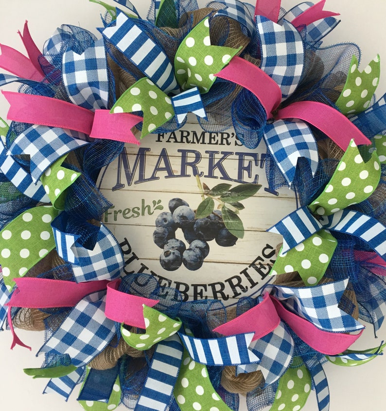 Summer Blueberry Wreath Farm Fresh Blueberries Sign - Etsy