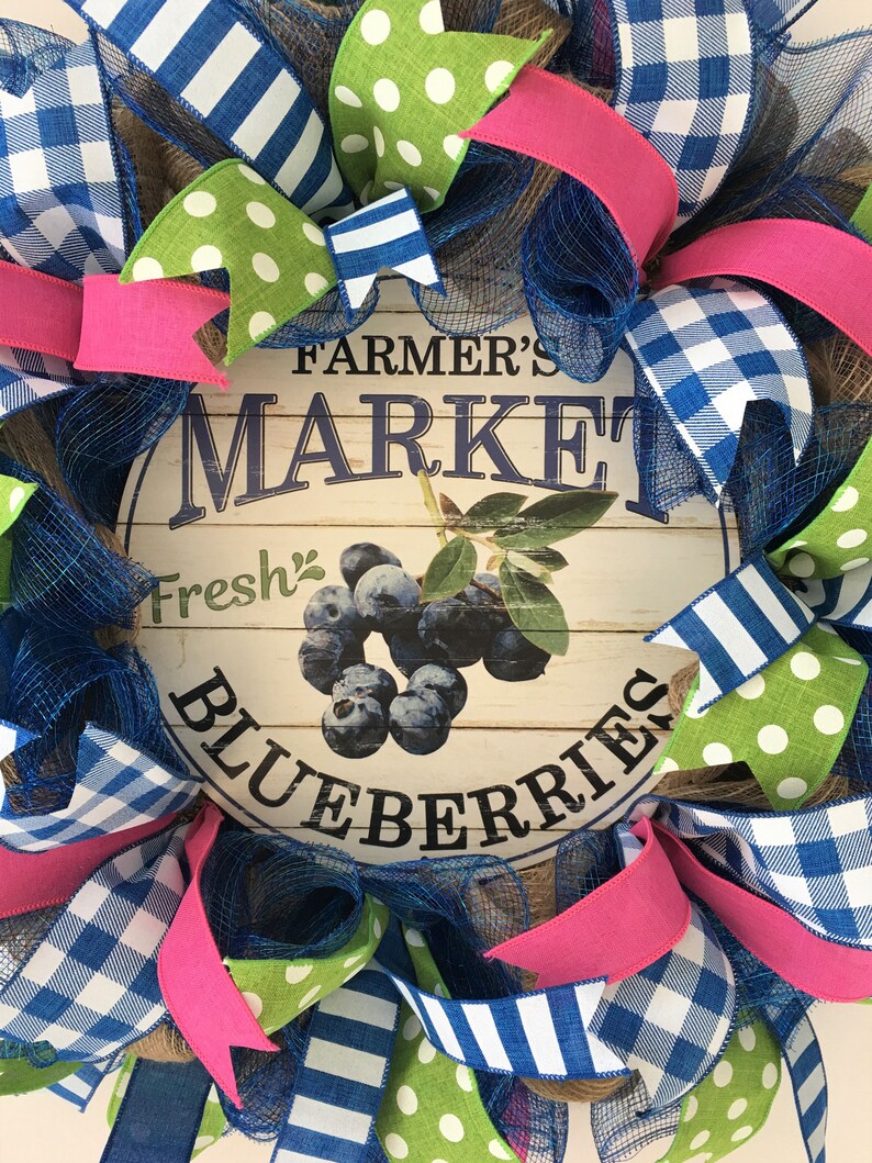 Summer Blueberry Wreath Farm Fresh Blueberries Sign | Etsy