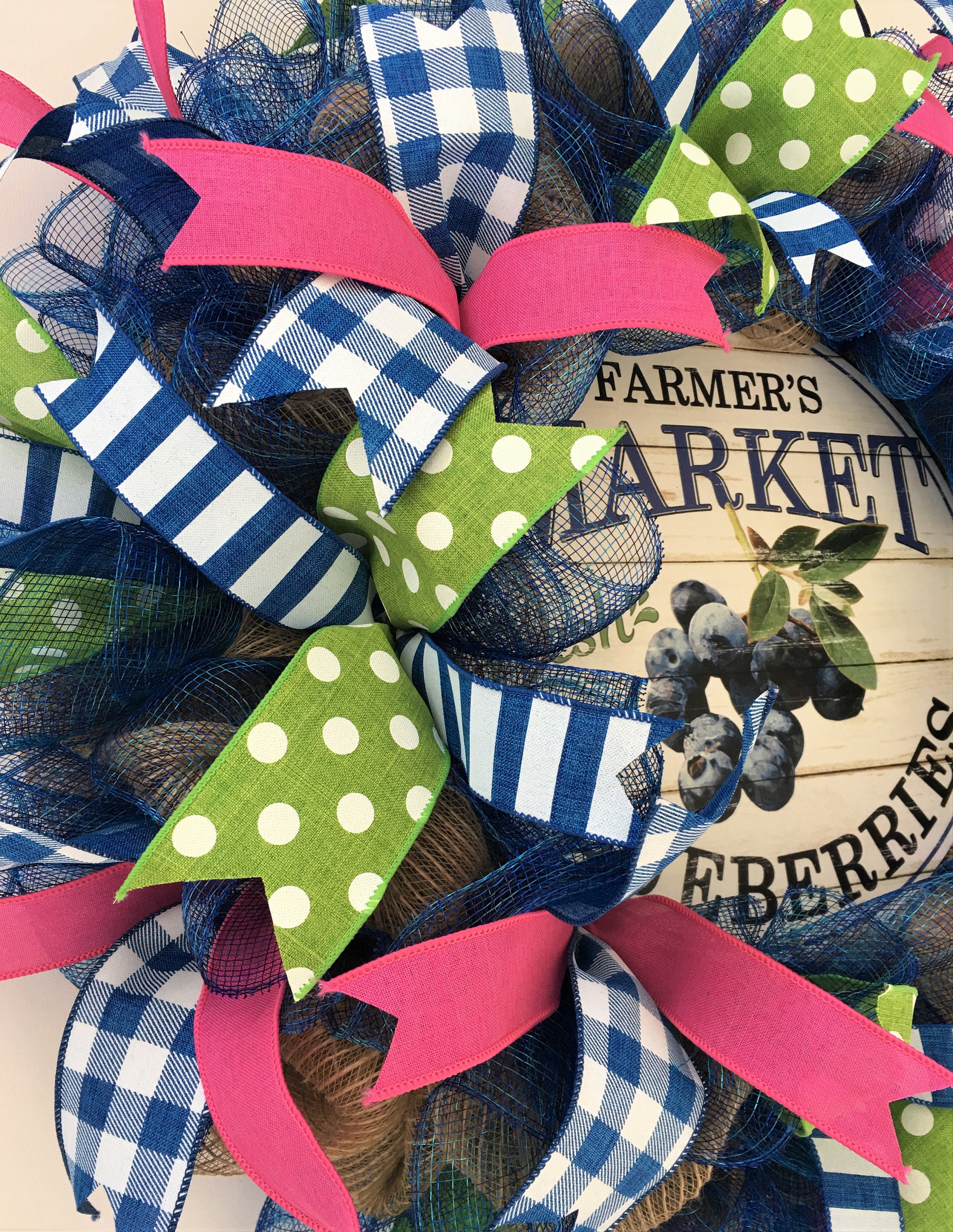 Summer Blueberry Wreath Farm Fresh Blueberries Sign | Etsy