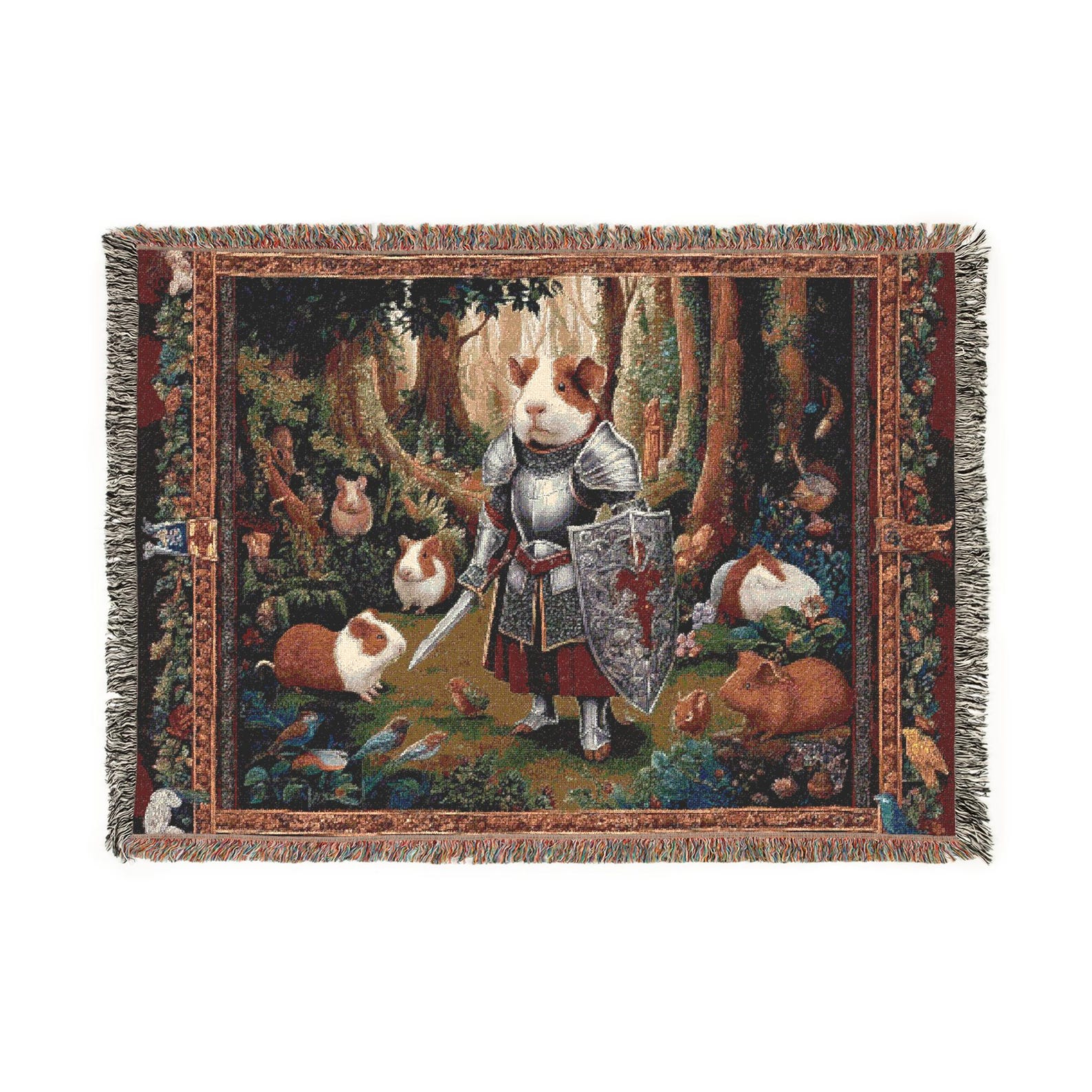 Guinea Pig Knight Medieval Tapestry Woven Blanket, Medieval Blanket ...