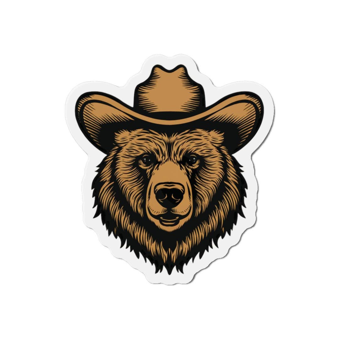 Brown Bear Cowboy Die-cut Magnet Funny Fridge Magnet, National Park ...