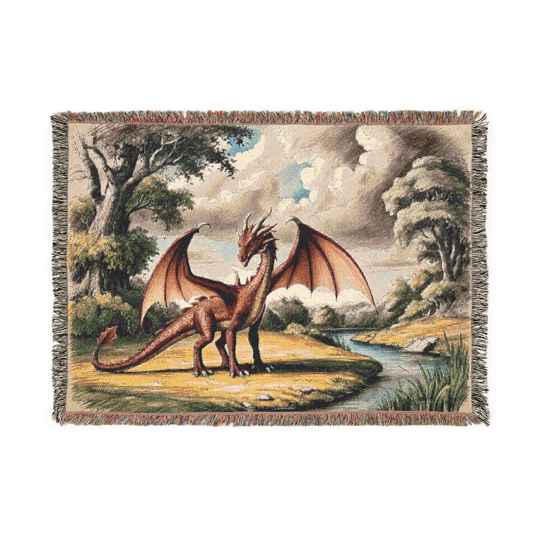 Dragon Woven Blanket, Fantasy Art, D&D, Cozy Throw, Home Decor, Game ...