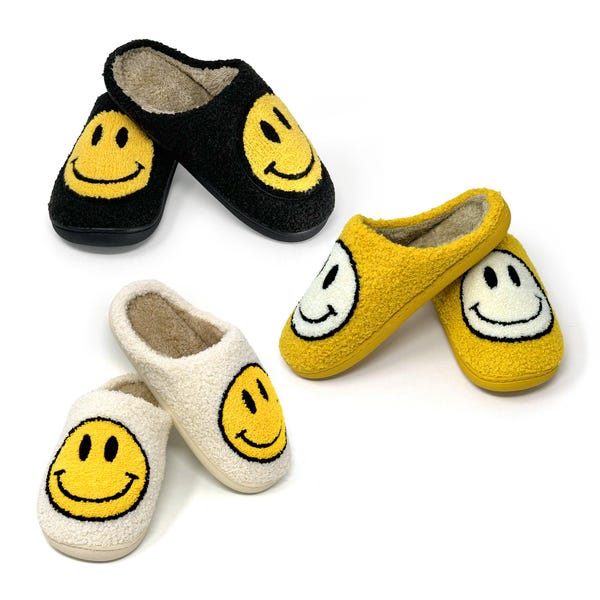 Smiley Face Slippers - Etsy