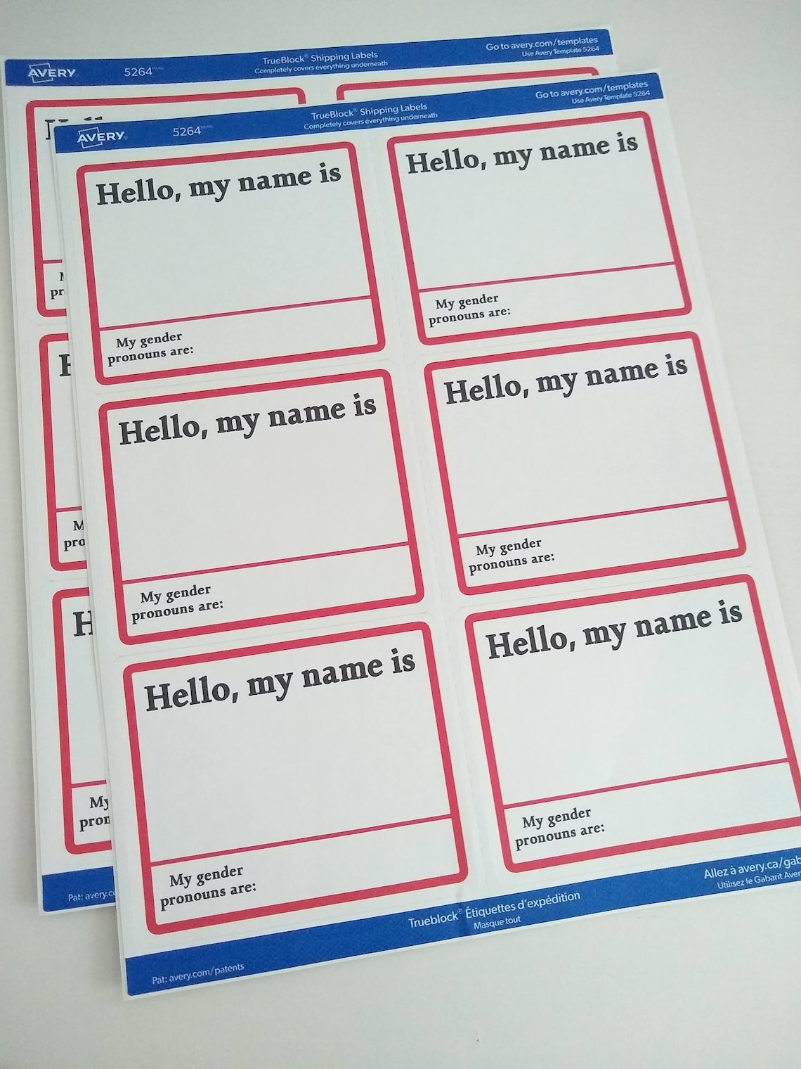 Pronoun Name Tag Stickers - Printable Template Download (3 1/3" X 4 ...