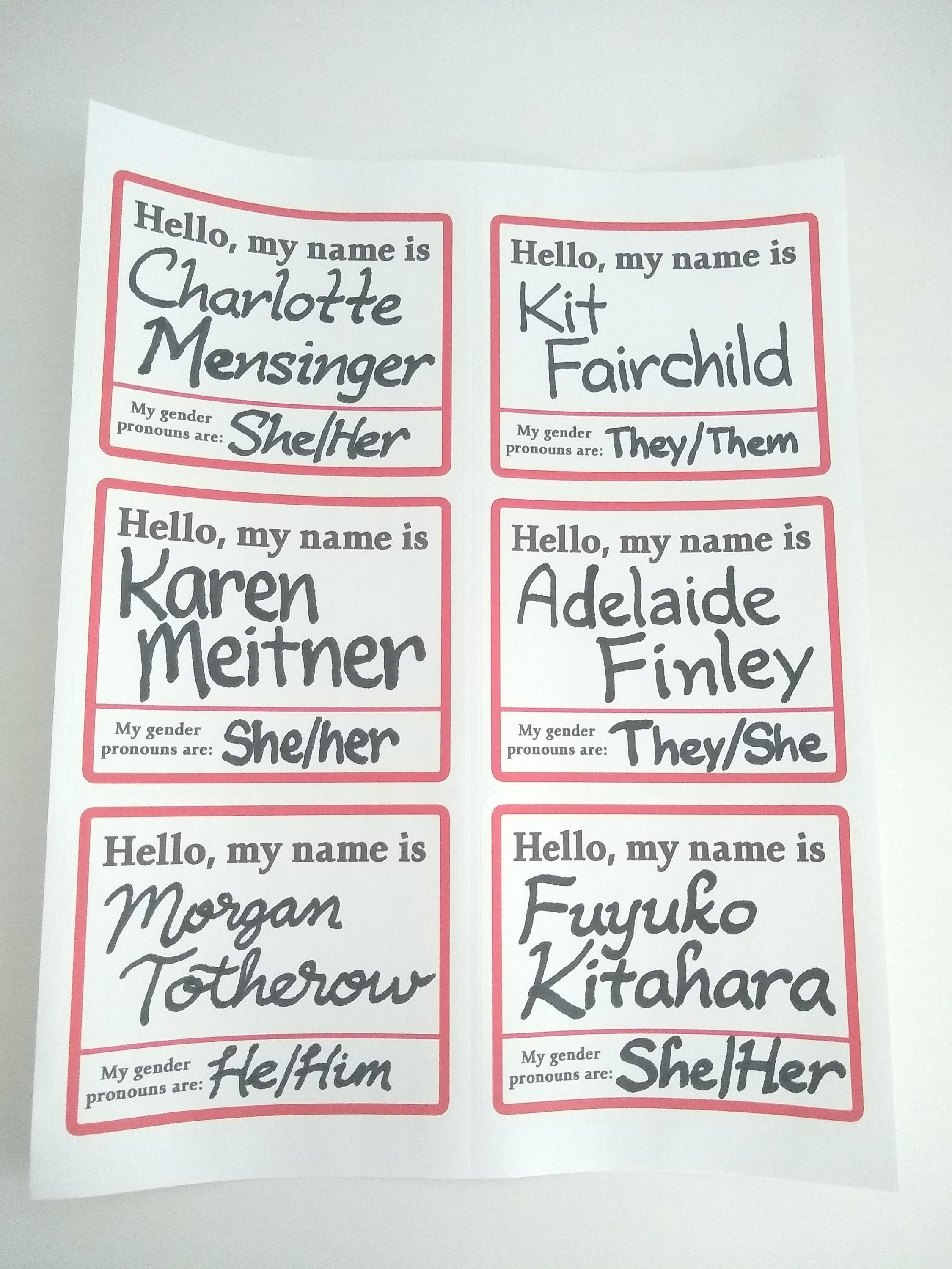 Pronoun Name Tag Stickers - Printable Template Download (3 1/3" X 4 ...