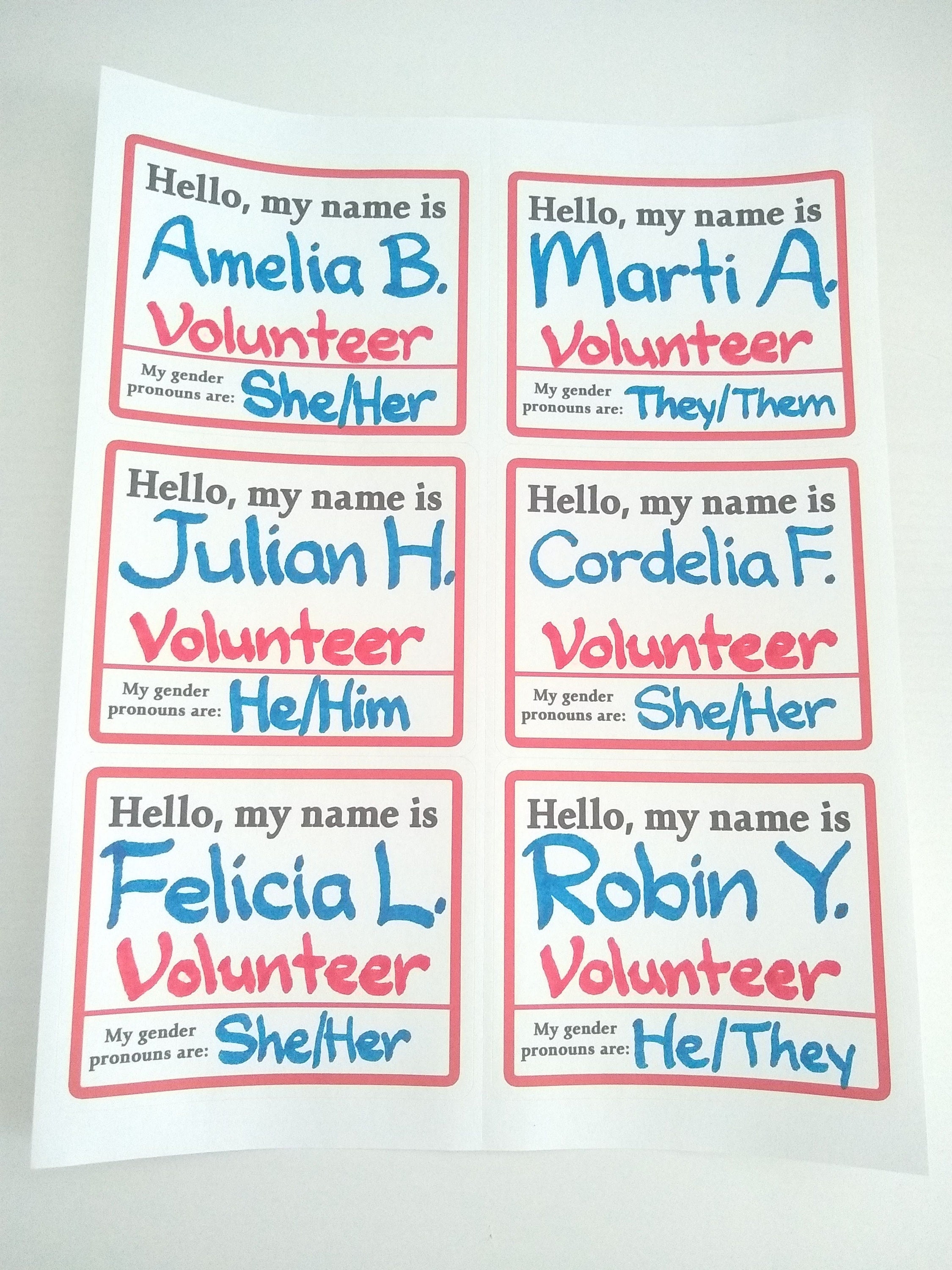 Pronoun Name Tag Stickers - Printable Template Download (3 1/3" X 4 ...