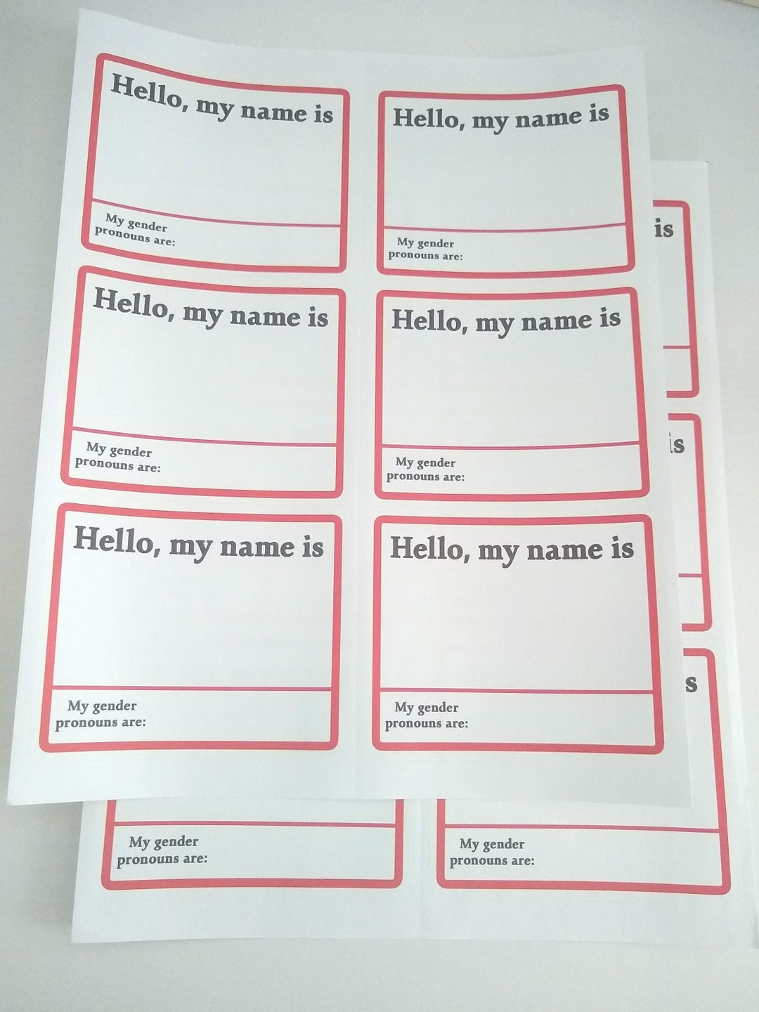 Pronoun Name Tag Stickers - Printable Template Download (3 1/3" X 4 ...