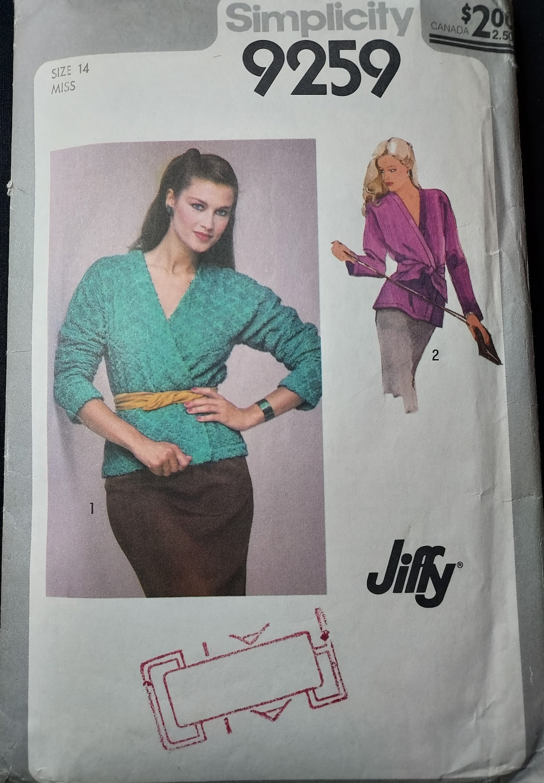 Simplicity 9259 Vintage 1979 Misses' Jiffy Unlined Front-wrap Jacket in ...