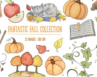 Boho Autumn Watercolor Clipart Digital Download - Etsy