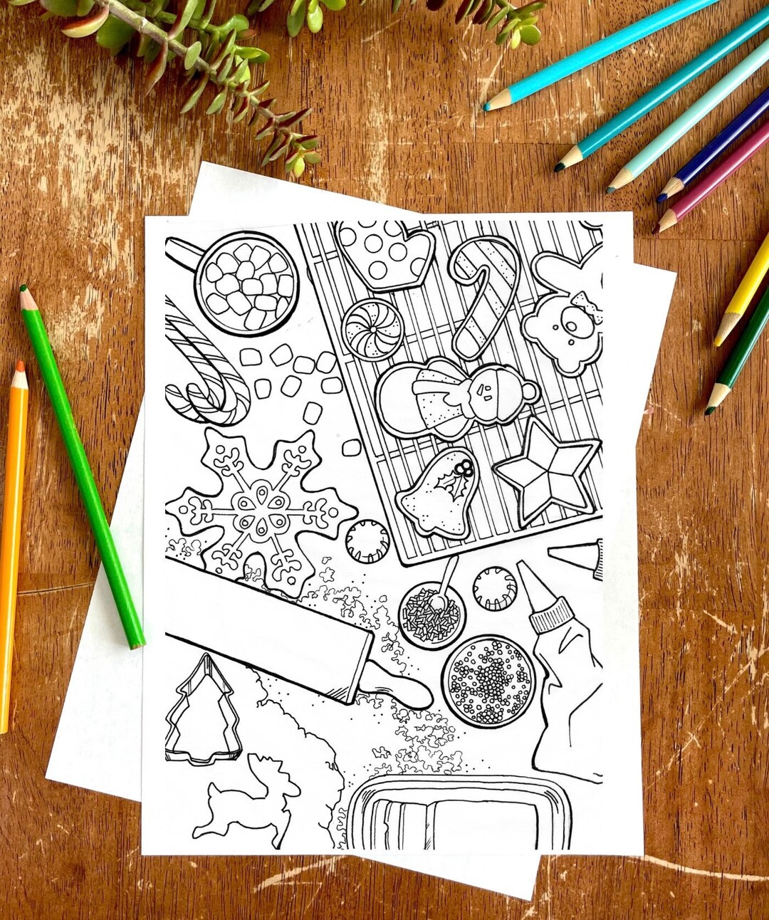 Christmas Cookies - Printable Adult Coloring Page - Digital Download - Etsy