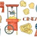 Movie Night Watercolor Clipart - Fun Clipart - Instant Download - Etsy