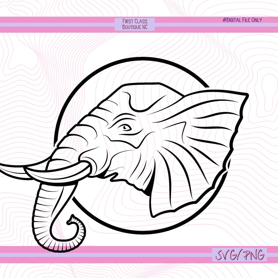 Elephant Face Side View Svg, African Animals PNG, Wild Animal Faces ...