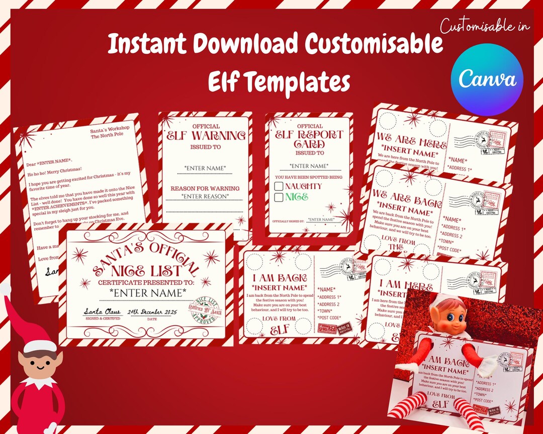 Editable Christmas Elf Templates, Editable Elf Download Elf Arrival ...