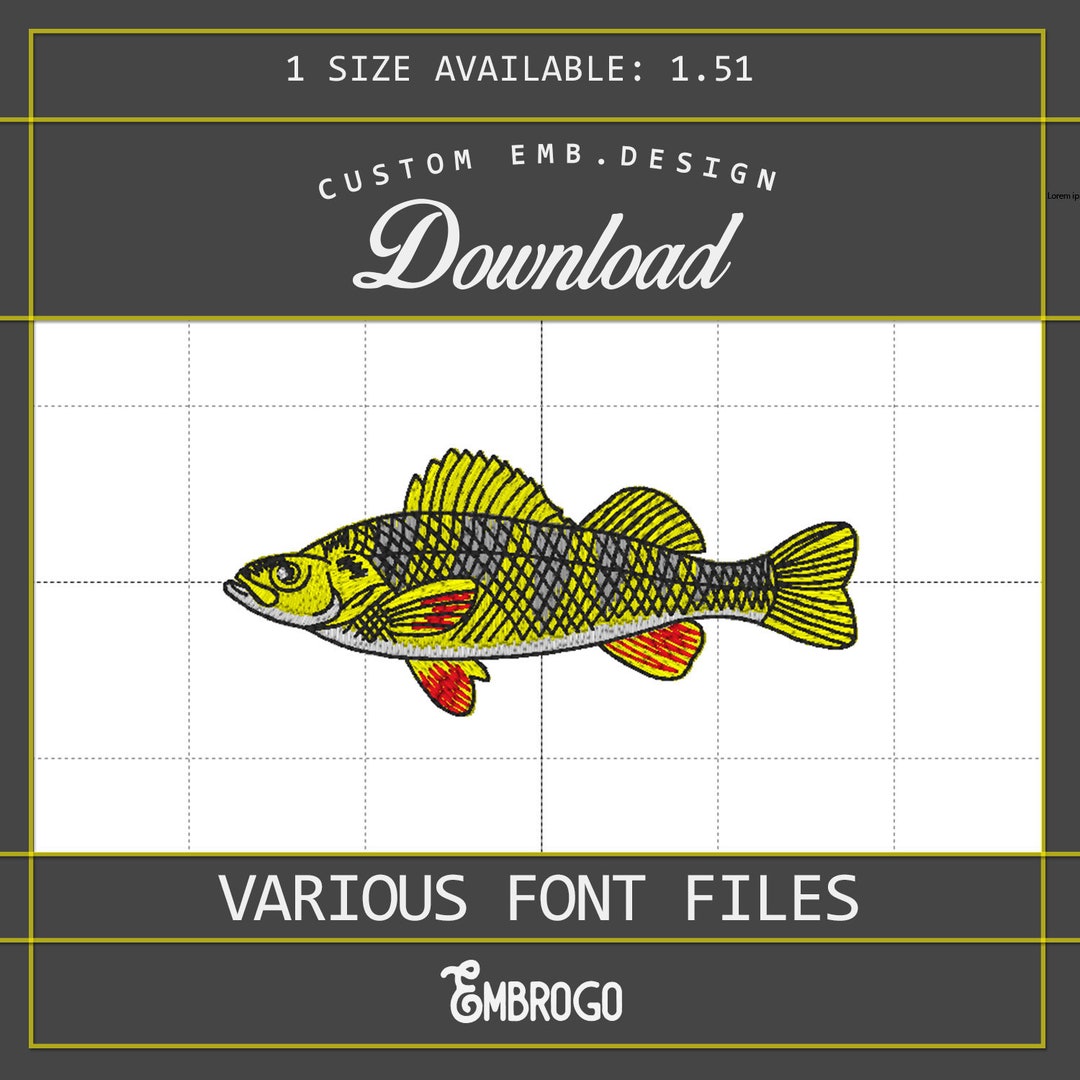 Striped Bass Embroidery, Fish Embroidery Design, Sea Animal Embroidery ...