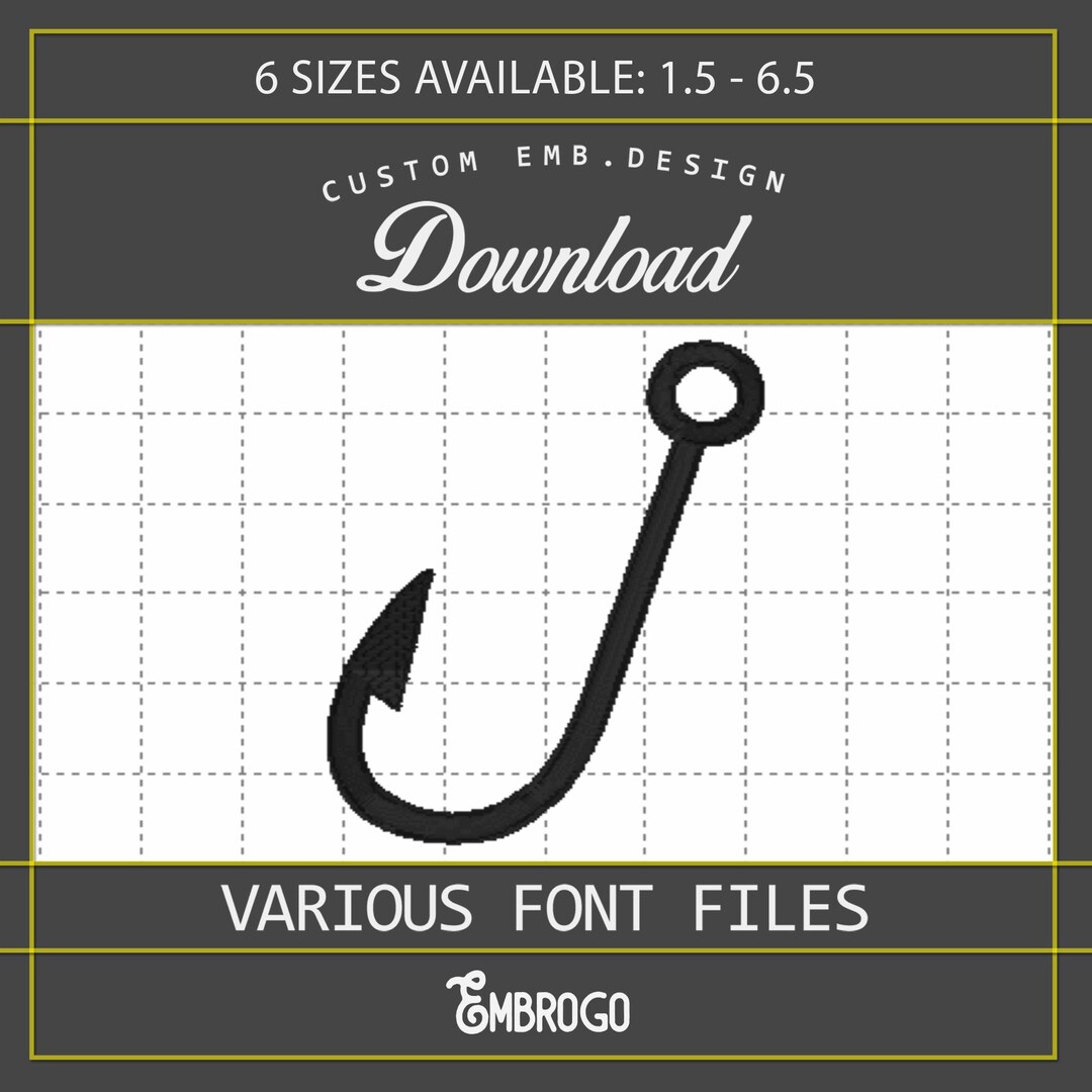 Fish Hooks Embroidery Design, Fish Hook Embroidery Design, Fish Hook ...