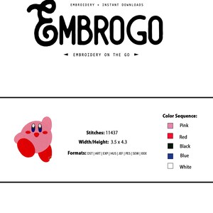 Kirby Embroidery Design, Pokemon Embroidery File, Animal DST, Instant ...