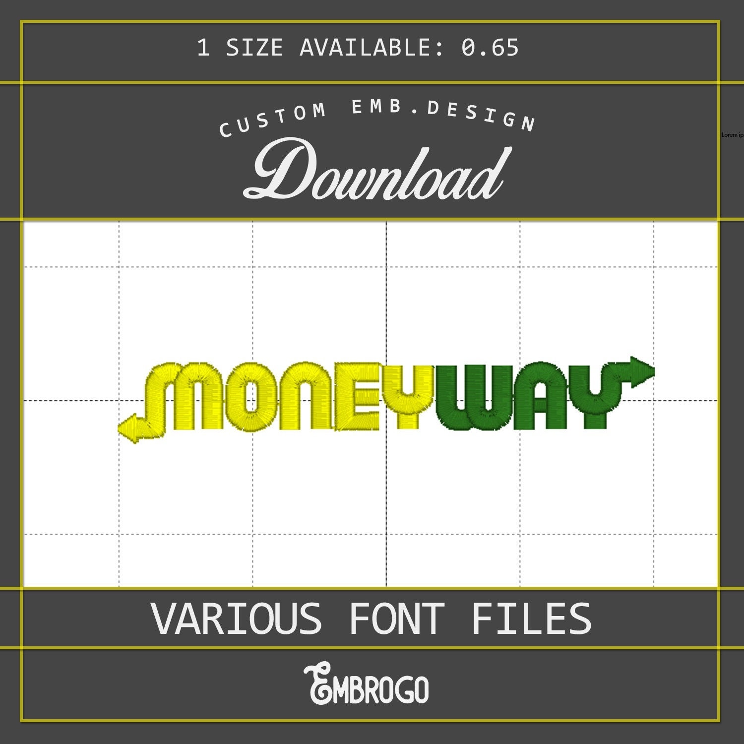 Money Way Embroidery /Money Embroidery Design / Custom | Etsy