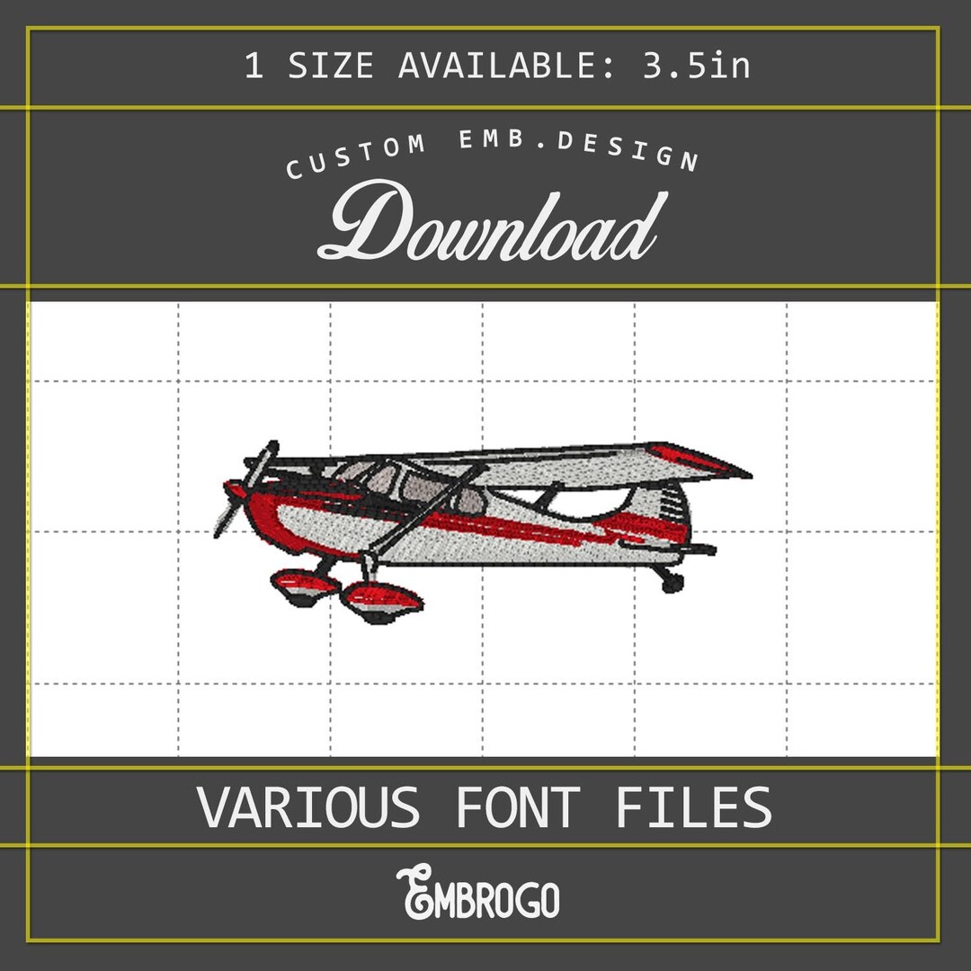 Small Plane Embroidery Design, Aircraft Embroidery Design, Airplane ...