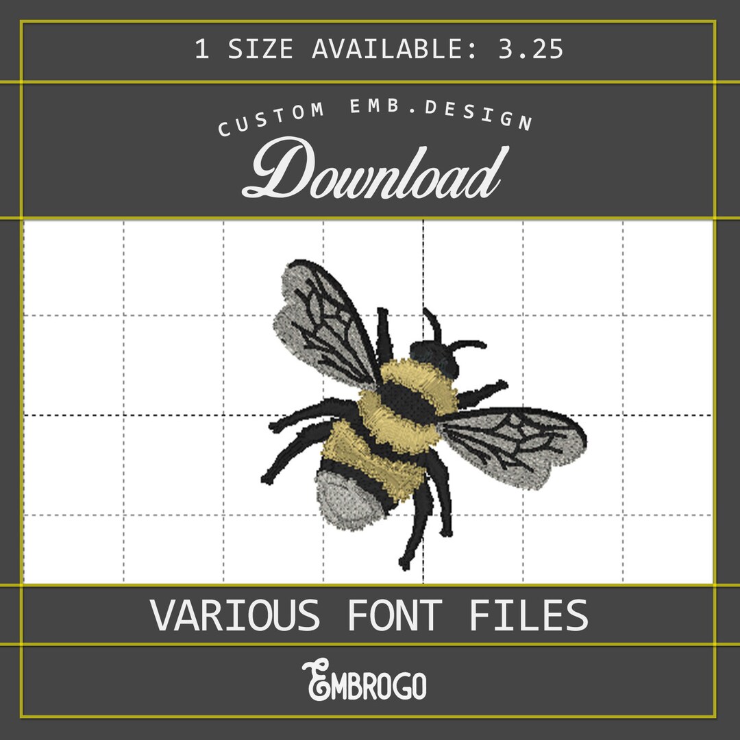 Bee Embroidery Design, Insect Embroidery Design, Bee Embroidery Pattern ...