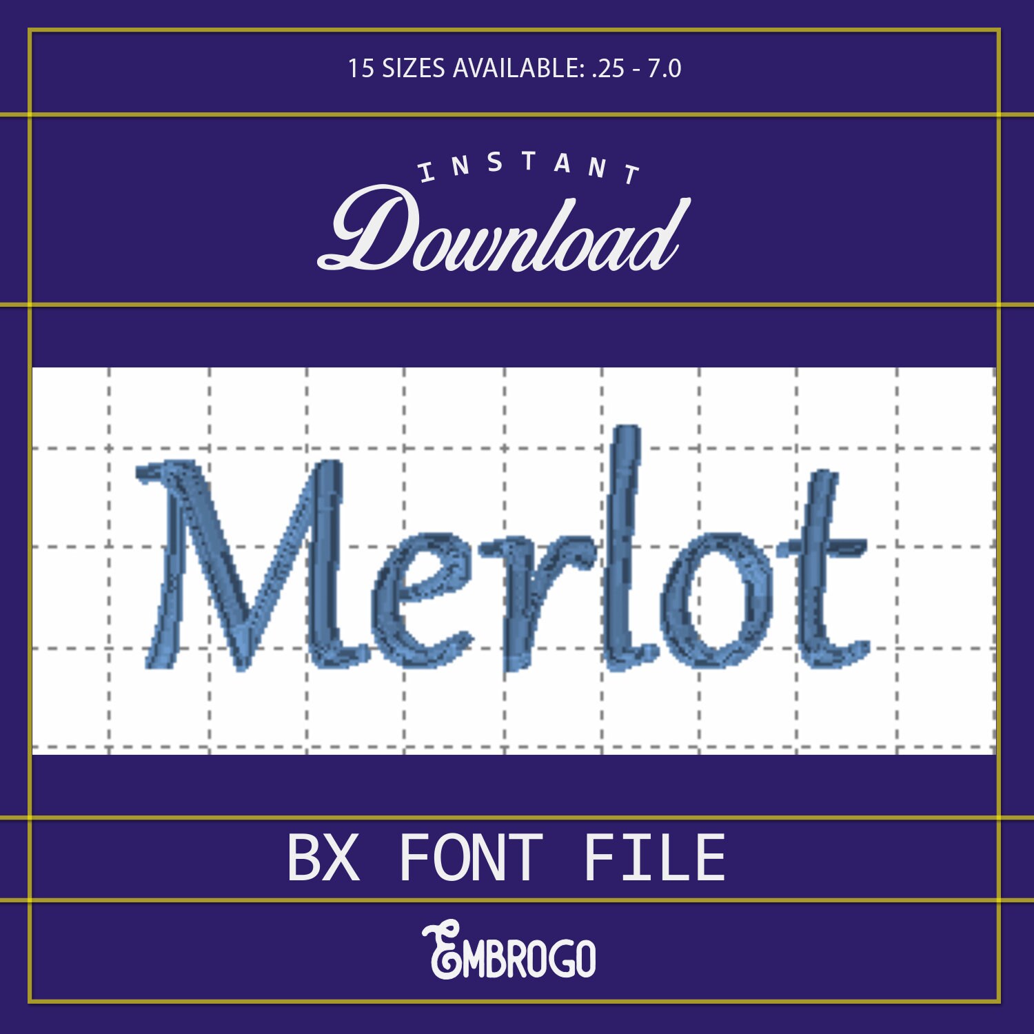 Merlot Machine Embroidery Font / INSTANT DOWNLOAD / 15 Sizes | Etsy