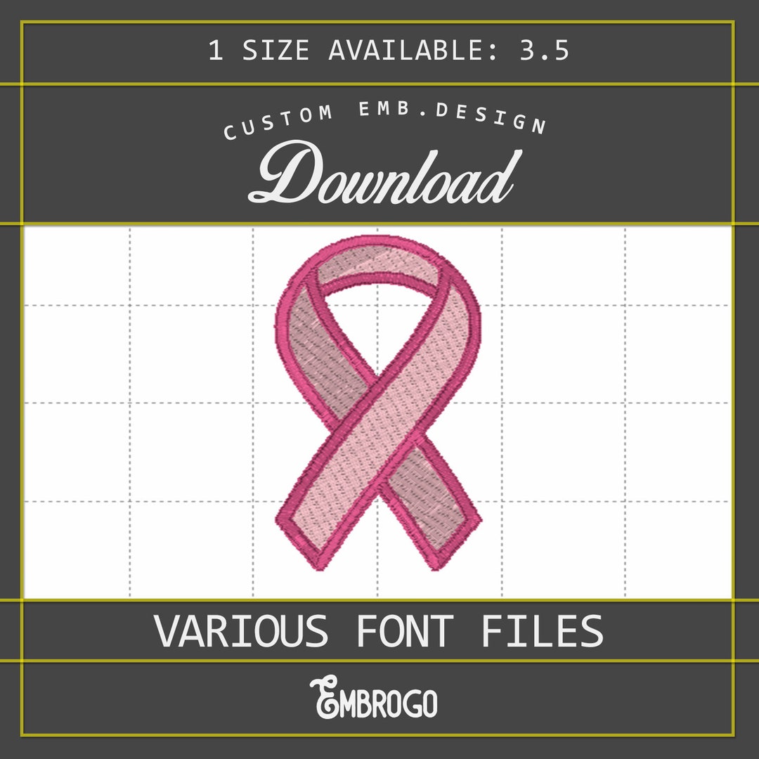 Breast Cancer Ribbon Embroidery Design, Breast Cancer Ribbon Fill Stich ...
