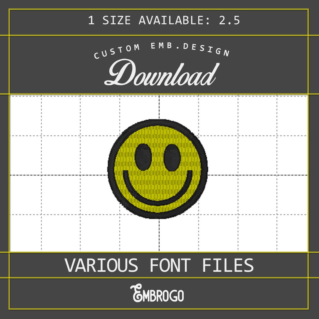 Smiley Face Embroidery Design, Smiley Embroidery File, Smiley Face ...