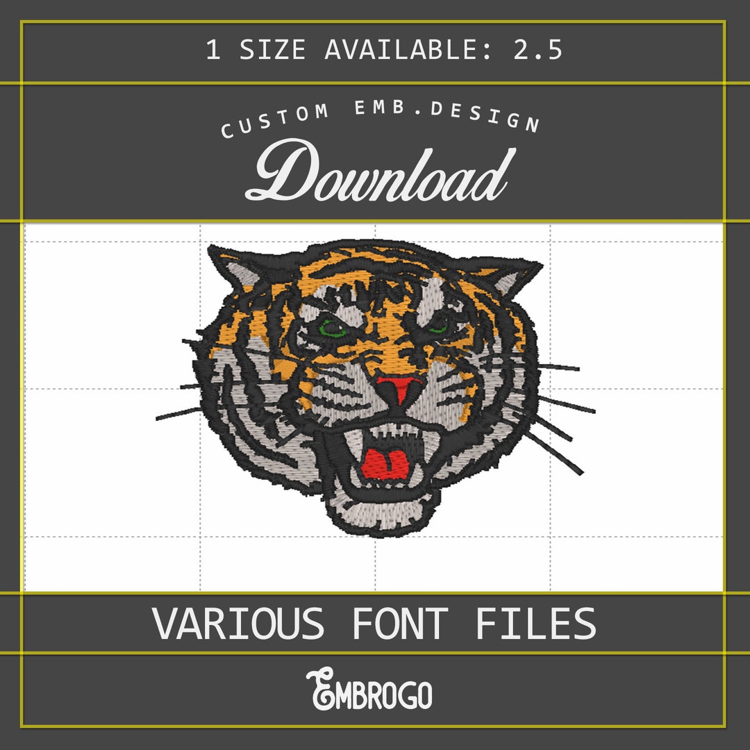 Tiger Embroidery Design, Tiger Embroidery File, Wild Animal Embroidery ...