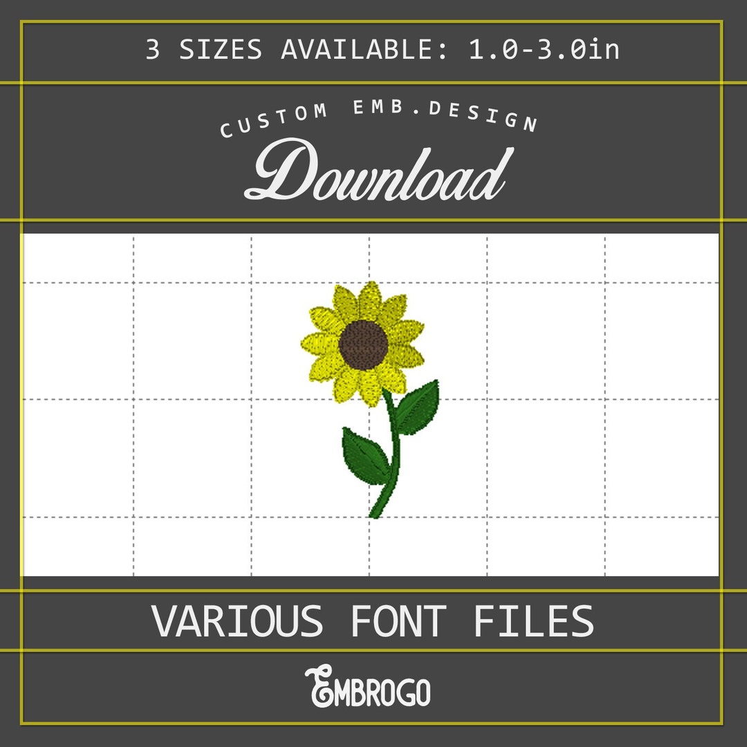 Sunflower Embroidery Design, Sunflower Decor Design, Flower Embroidery ...