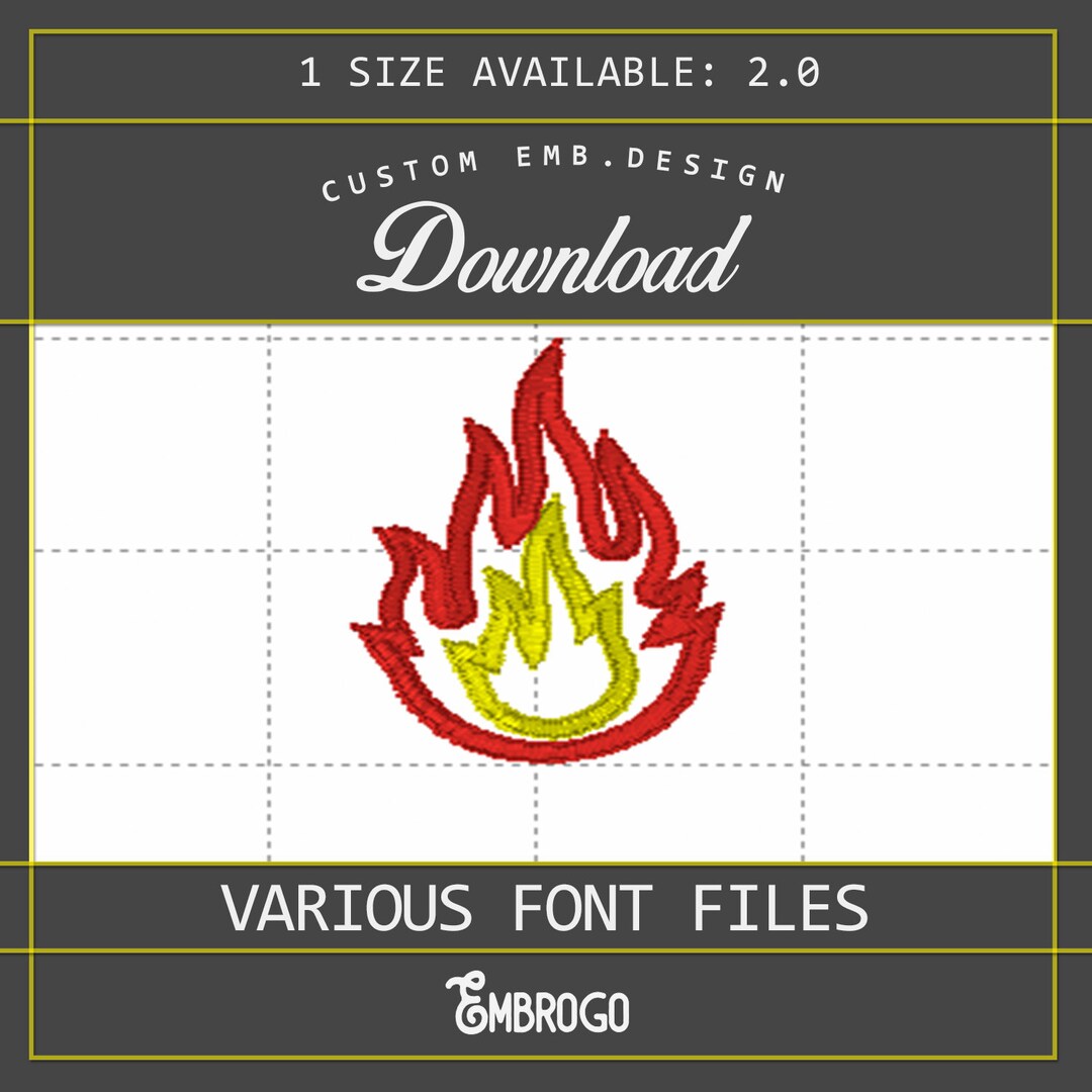 Flame Embroidery Design, Fire Machine Embroidery Design, Fire Digital ...