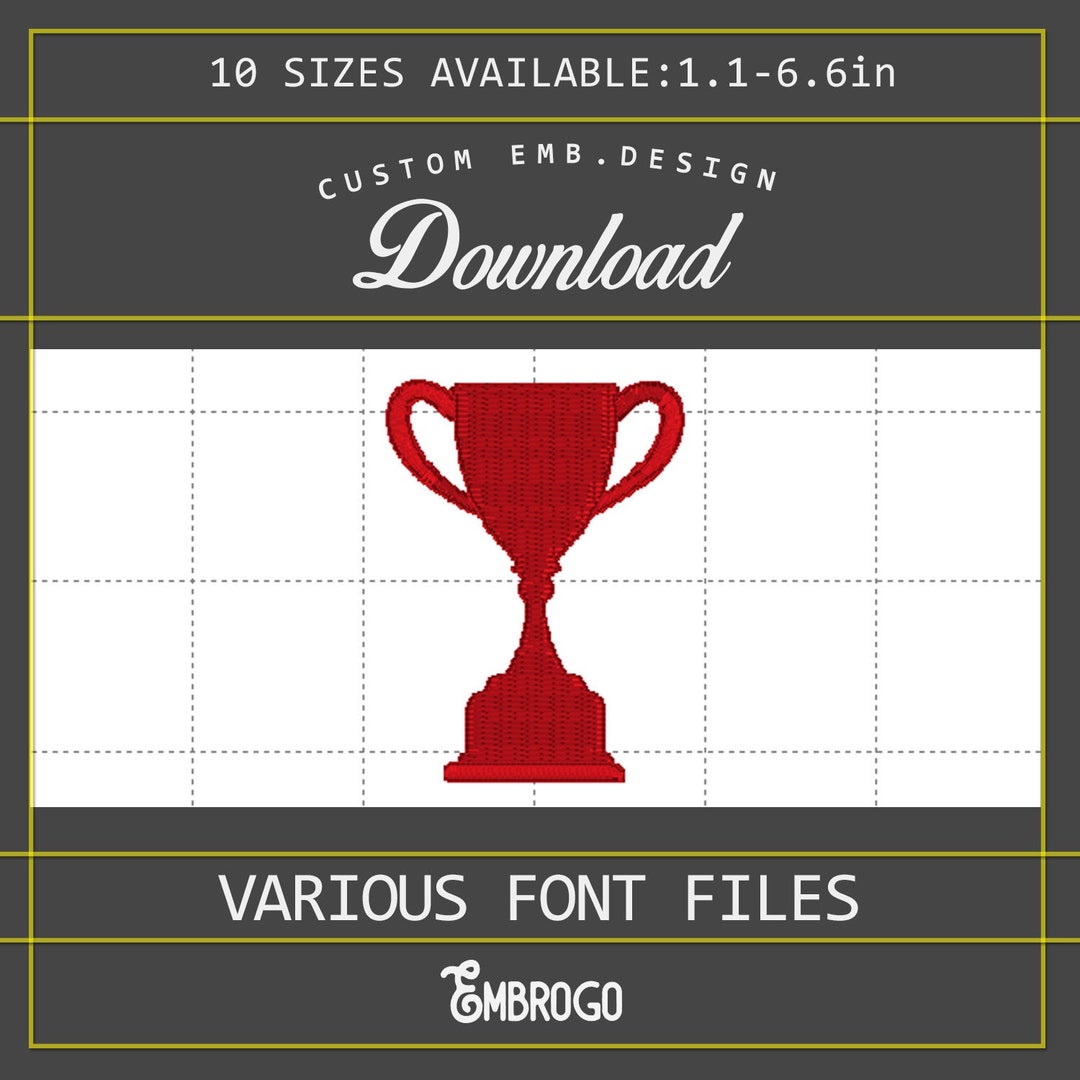 Trophy Embroidery File, Trophy Embroidery Design, Kings Crown DST File ...