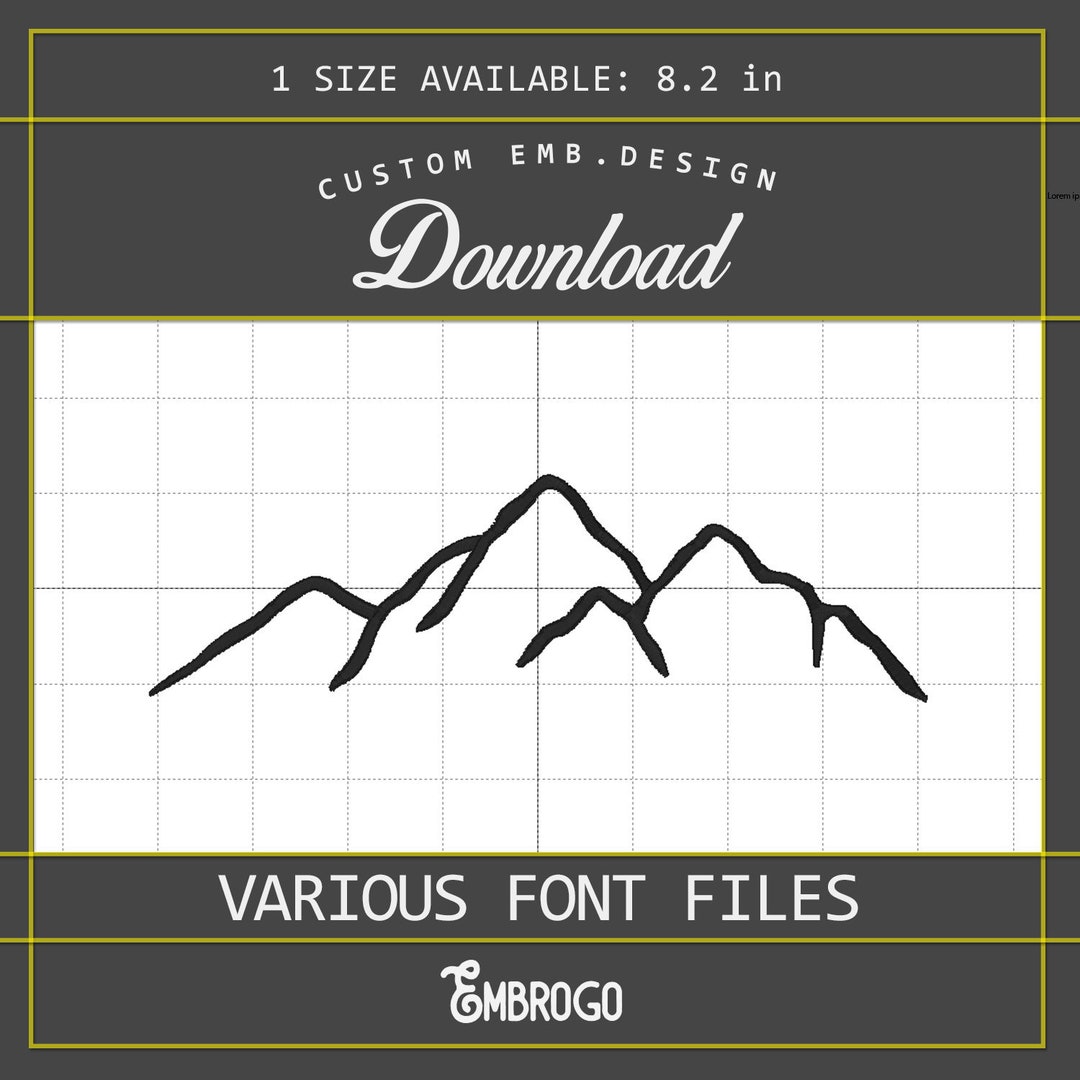 Mountain Embroidery Design, Mountain Outline Embroidery File, Mountain ...