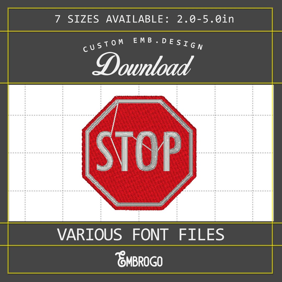 Stop Sign Embroidery Design, Octagon Embroidery Design, Instant ...