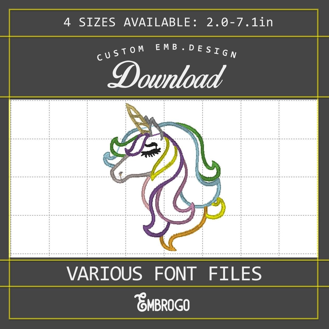 Unicorn Embroidery Design: Custom Machine Embroidery (4 Sizes) (digital ...