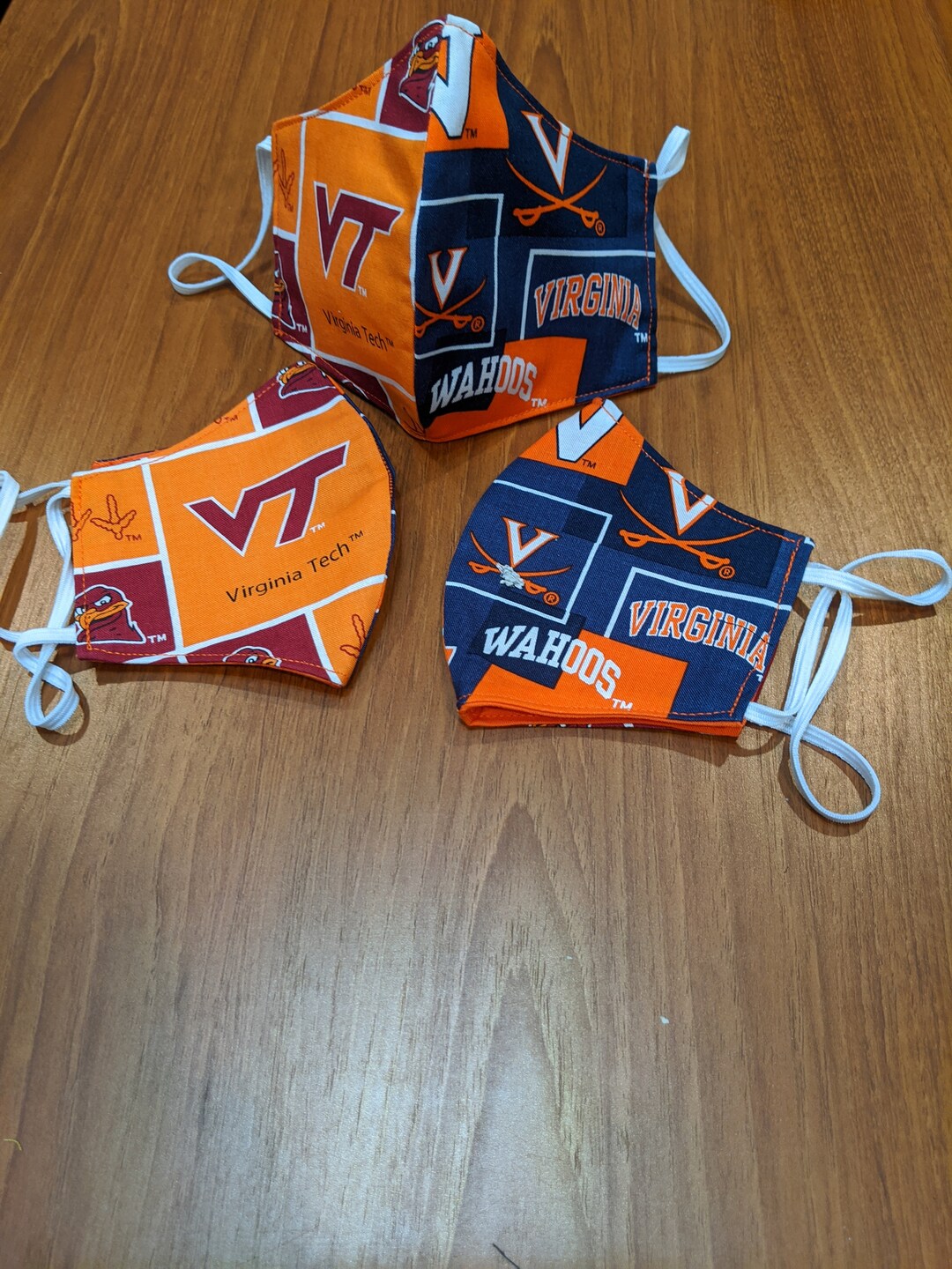 Face Mask Fitted, Reversible, Washable, Va Tech / UVA House Divided MB ...
