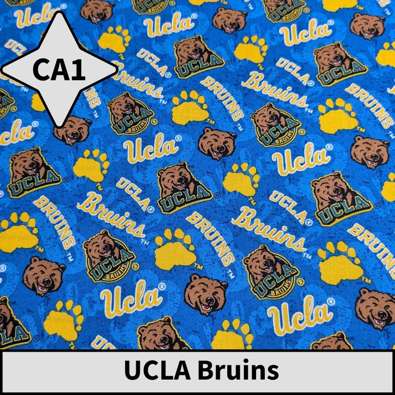 College Team Sports List 1 - Fabric Sold by the HALF YARD for Quilting ...
